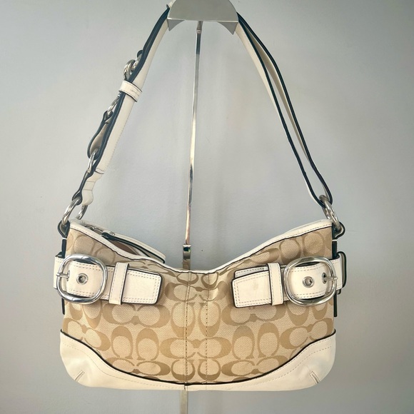 Coach | Bags | Coach Signature Leather Trim Double Buckle Shoulder Crossbody Bag F9683 | Poshmark